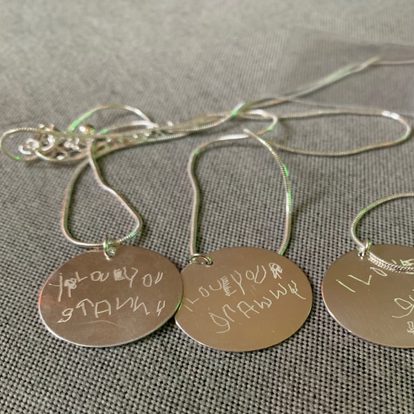 Add a Disc, Engraved Disc, Monogrammed Disc, Custom Handwriting Pendant ...
