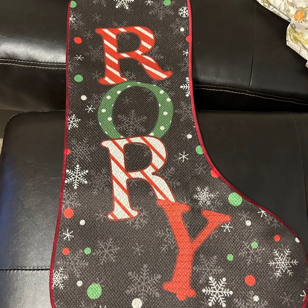 Personalized Christmas Stocking - Festive Name Stocking - 2 Color ...