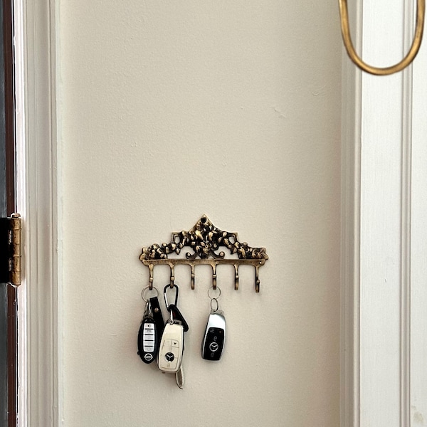 Antique Brass Victorian Floral Brass Hooks / Vintage Wall Hooks Hangers ...