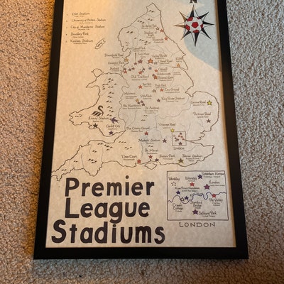 Premier League Stadiums Map - Etsy