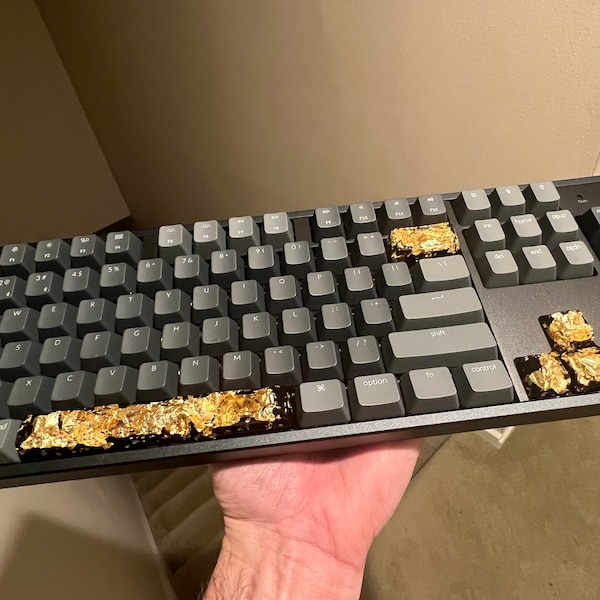 Black & Gold Keycaps - More Sizes - Artisan Glossy Arrow Keys, ESC 1u ...