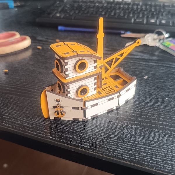 Fishing Boat - Laser Cut File, Ship Vector Plan for Cutting Machines ...