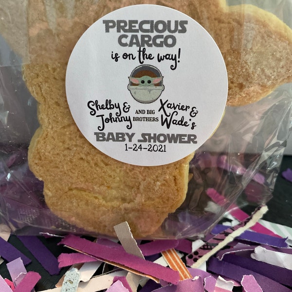 Baby Yoda Baby Shower 2" Circle Square Labels Thank You Star Wars Baby ...