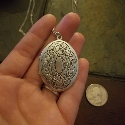 Roses Silver Locket Necklace, Vintage Locket Design, Large Rose Locket ...