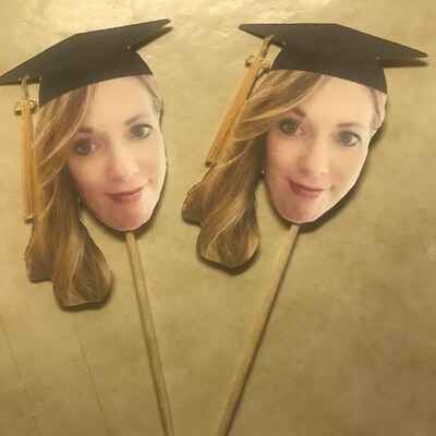 24 Custom Face Graduation Hat Cupcake Toppers - Etsy