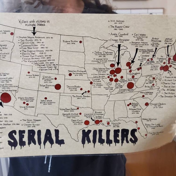 American Serial Killers Map - Etsy