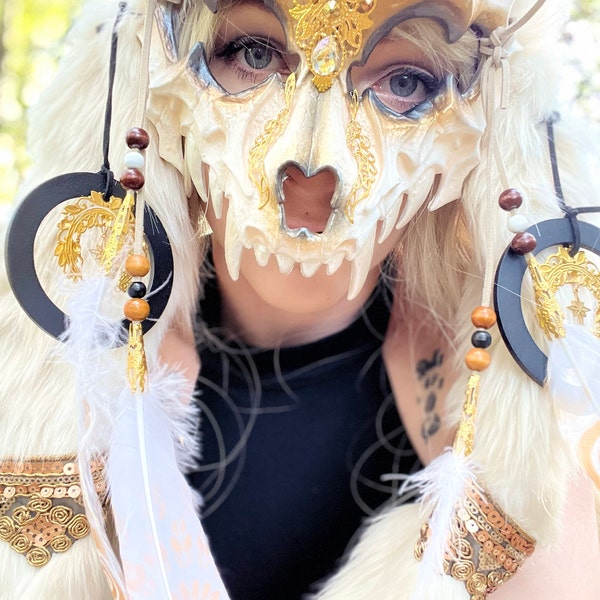 Tribal Ivory Wolf Mask Headdress - Etsy