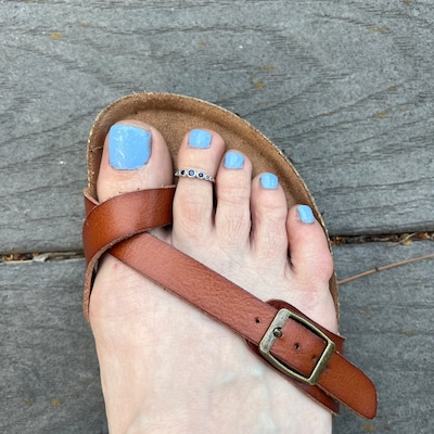 Adjustable Sapphire Toe Ring Sterling Silver Deep Blue Sea Toe Ring ...