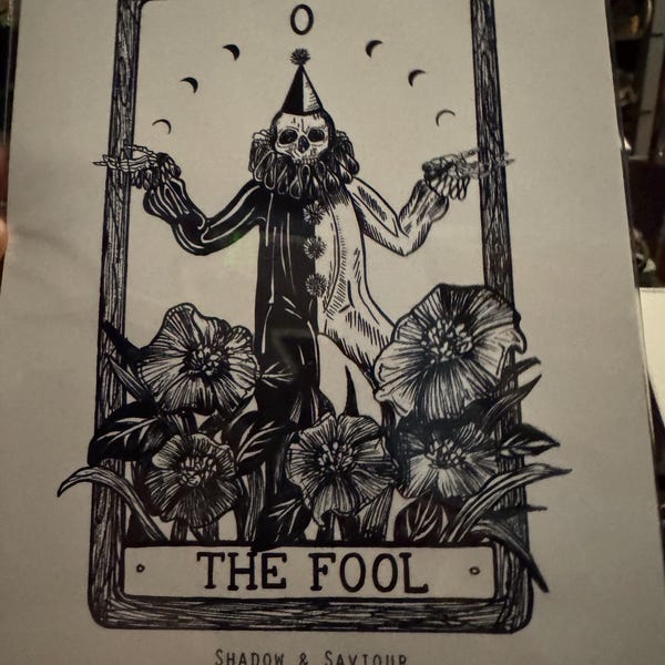 The Fool Tarot Card Art Print, Skull Clown Design (A5) - Etsy