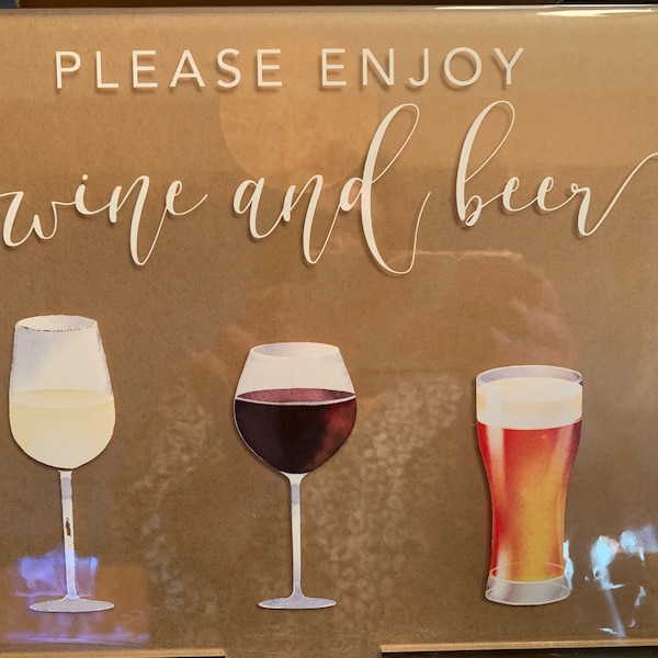 Please Enjoy Wine and Beer - Open Bar Sign - Open Bar for Wedding, Bar ...