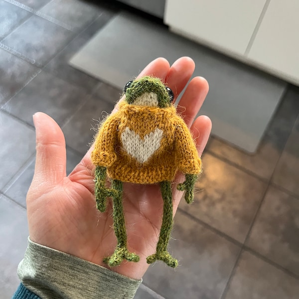 MADE TO ORDER: Frog Sweater Amigurumi Handmade Knit Stuffed Animal Toy ...