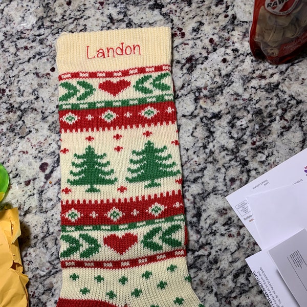 Personalized Knit Stocking, Embroidered Knit Stockings, Red Knit ...
