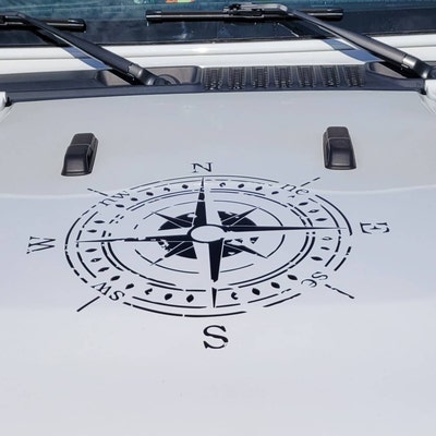 Vinyl Distressed Style Compass Hood Decal Window Decal Fits Jeep ...