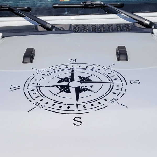 Vinyl Distressed Style Compass Hood Decal Window Decal Fits Jeep ...