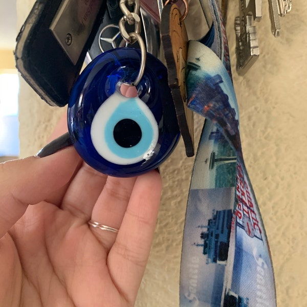 Evil Eye Keychain, Blue Glass Evil Eye, Turkish Nazar Boncuk, Greek Eye Keyring, Good Luck ...