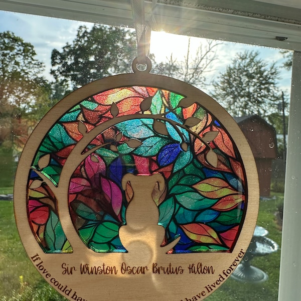 Rainbow Bridge Pet, Sun Catcher, Suncatcher Pet Memorial, Personalized ...