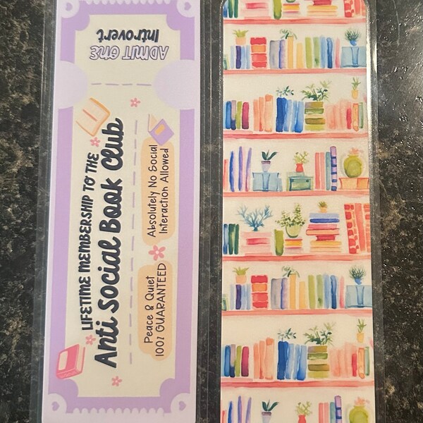 Bookshelf Books & Plants Bookmark | Book Lovers Bookmark | Laminated ...