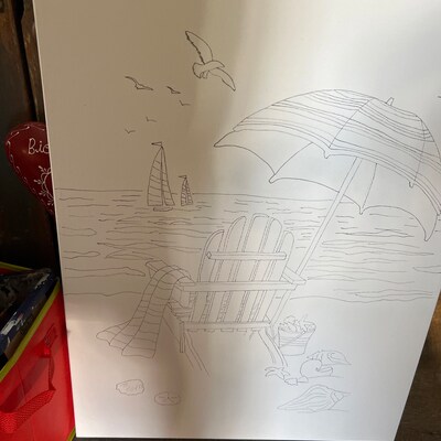 E PACKET Pen & Ink Oil Rouging Butterfly, Hollyhocks Flowers ...