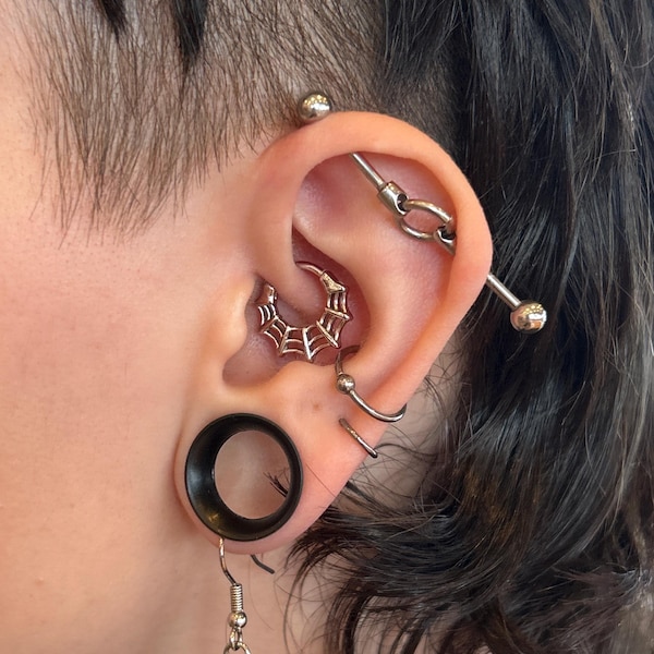16G Spider Web Septum Ring Black Silver Clicker/cartilage/helix Earring ...