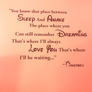 You Know That Place Between Sleep and Awake... Tinkerbell Wall Art Wall ...