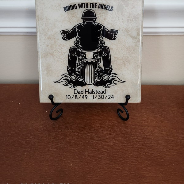 Personalized Motorcycle Memorial Tile “riding With the Angels”, Loss of ...