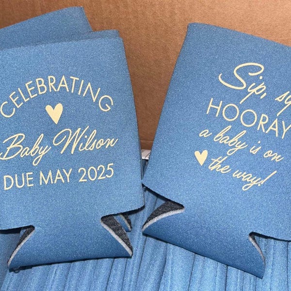 Custom Baby Shower Can Coolers: Sip Sip Hooray Beverage Insulator - Etsy