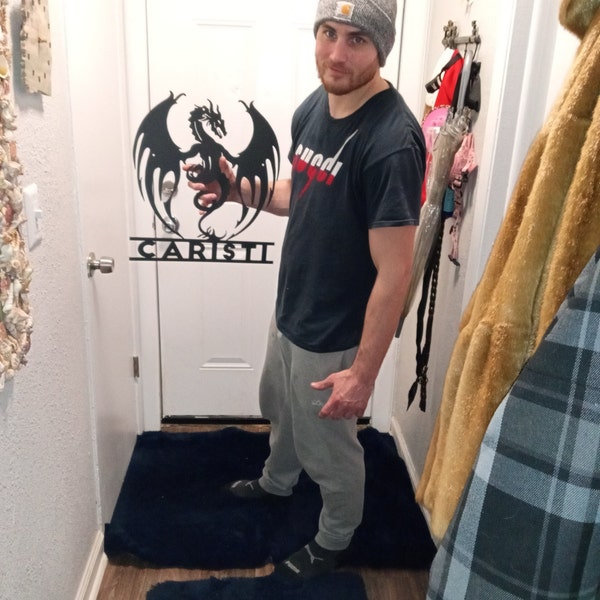 Dragon Monogram Sign,custom Dragon Metal Art,dragon Name House Sign ...