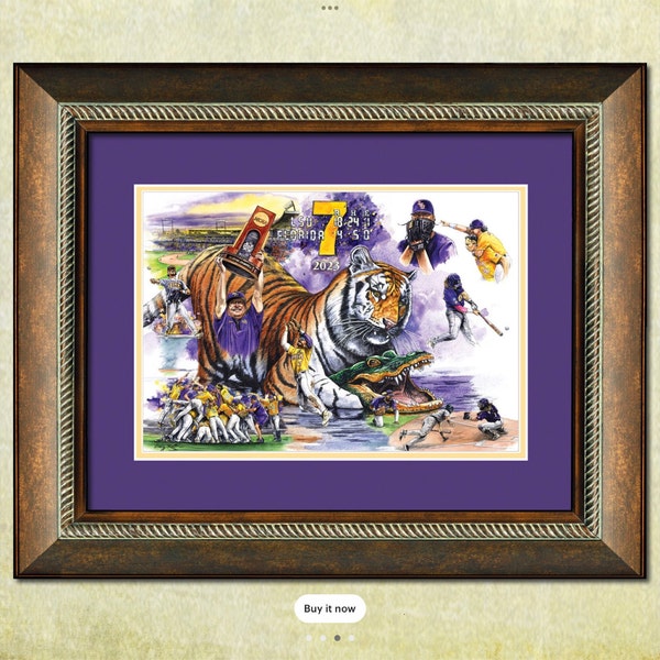 LSU Art Print - Tiger Stadium, Mike the Tiger, Licensed SEC Football ...