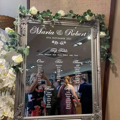 Mirror Wedding Table Plan Mirror Seating Chart Full Length Vinyl Decals ...