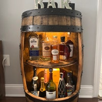 Half Barrel Display, Whiskey Barrel Cabinet, Bourbon Barrel Cabinet ...