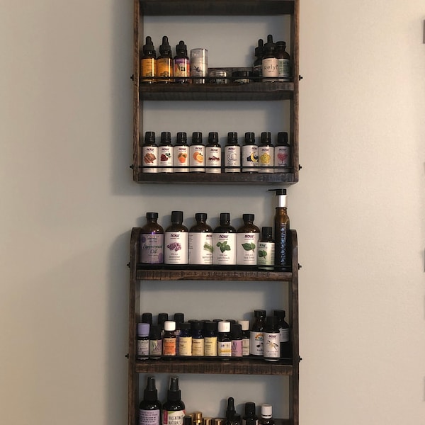 Rustic Reclaimed Wood Spice Wall Rack, Essential Oil Storage - Etsy