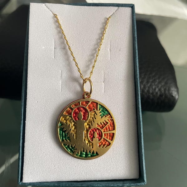 Gold Christmas Tree Necklace, Holiday Christmas Pendant, Pine Tree ...