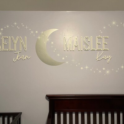 Moon and Starbursts Wall Decal Set, Includes One Moon and 66 Star ...