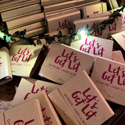 Let's Get Lit Custom Wedding Matchbooks Wedding Favor, Wedding Matche ...