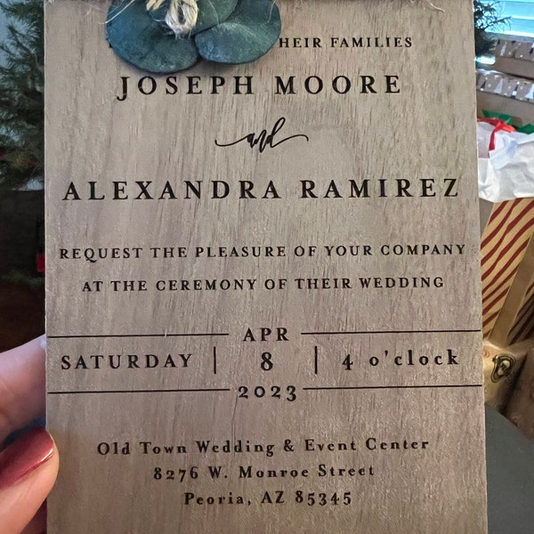 Rustic Wood Wedding Invitations- Wooden Invites Eucalyptus I Rustic ...