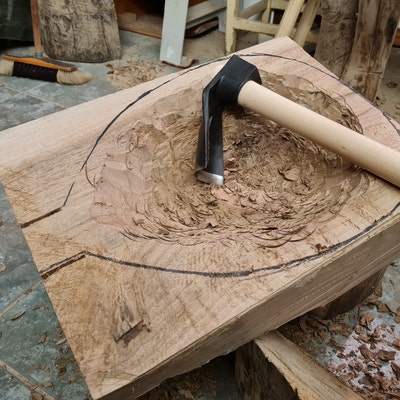 Set of 3 Wood Carving Woodworking Bowl Adze Tools Straight Big Small ...