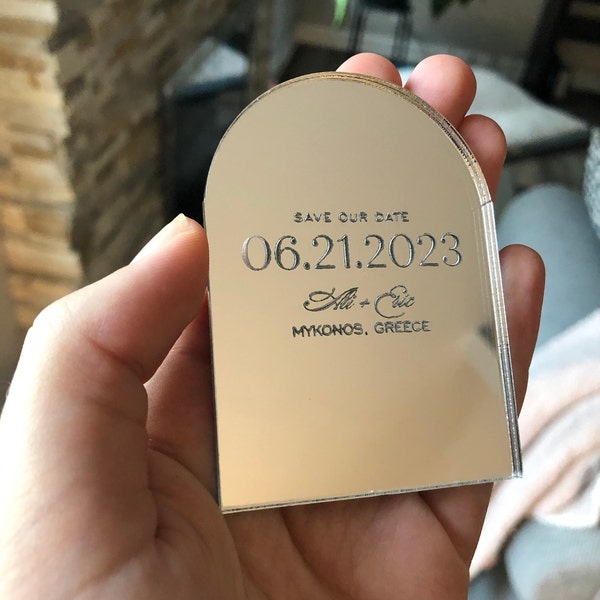 Boho Save the Date Mirror Acrylic Magnets Custom Personalized / Arch ...