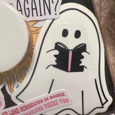 Bookish Ghost Sticker Cute Ghost Sticker Spooky Sticker Vinyl Sticker ...