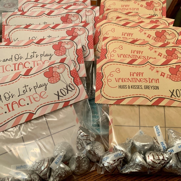 Printable Valentine Kisses Tic Tac Toe Treat Bag Topper and Card ...