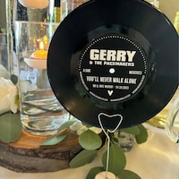 REAL 7 Vinyl Record Wedding Table Numbers/ Names Metallic Gold Label ...