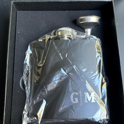 Personalized Engraved Flask, Personalized Black Flask, Groomsman Flask ...