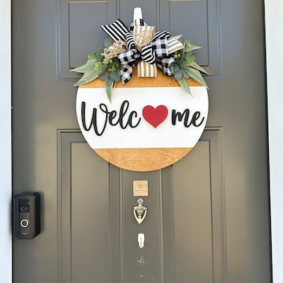 Front Door Decor Front Door Wreath Welcome Holiday Sign Interchangeable ...