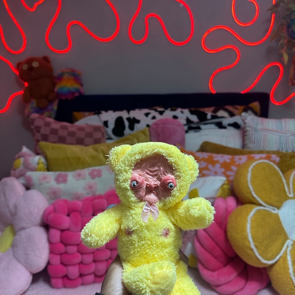 Old Man Bear Art Sculpture Teddy, Weird Plush Toy Sculpture, Creepy ...