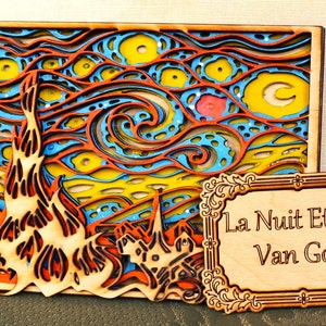 Starry Night Van Gogh 3D Svg Mandala Files, Multilayer Panel for Laser ...