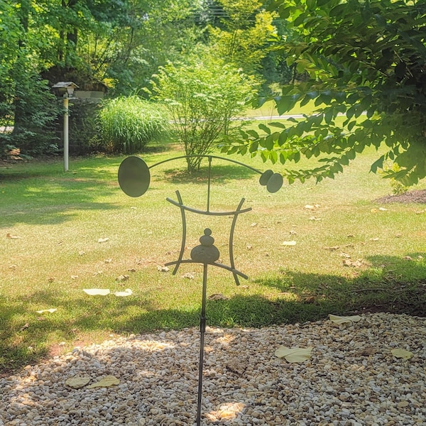 Modern Zen Kinetic Wind Spinner | Metal Yard Art Garden Sculpture ...