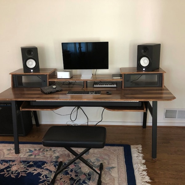 Fixed-height MUSIC STUDIO DESK | A-frame Steel Base | Keyboard Tray ...