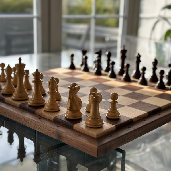 Handmade Wooden Chess Board Walnut and Chestnut Wood, Custom Made ...
