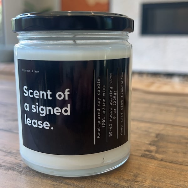 Scent of a Signed Lease//funny Candle Gift, Leasing Professional ...
