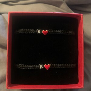 Set of 2 Personalized Initial Bracelets With Colorful Heart Custom ...