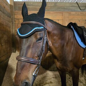 Handmade Glitter Navy Blue Horse English Saddle Pad With Matching Fly ...
